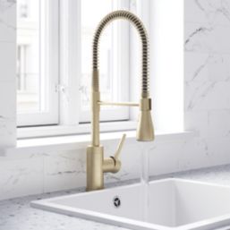 Swirl Seville Mixer Tap Brushed Brass - Screwfix