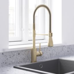 Swirl Seville Mixer Tap Brushed Brass - Screwfix