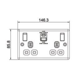 LAP 13A 2-Gang SP Switched Socket + 3A 22W 2-Outlet Type A & C USB ...