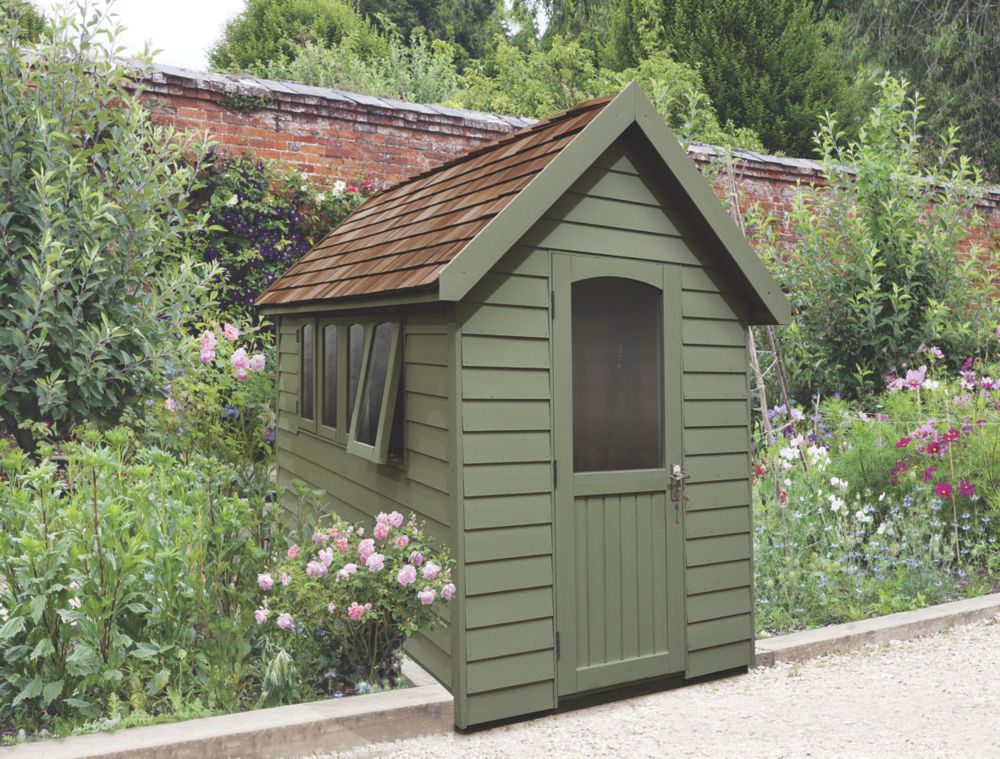 Forest FRA58GNIN 5' 6" x 8' 6" (Nominal) Apex Overlap Timber Shed with ...