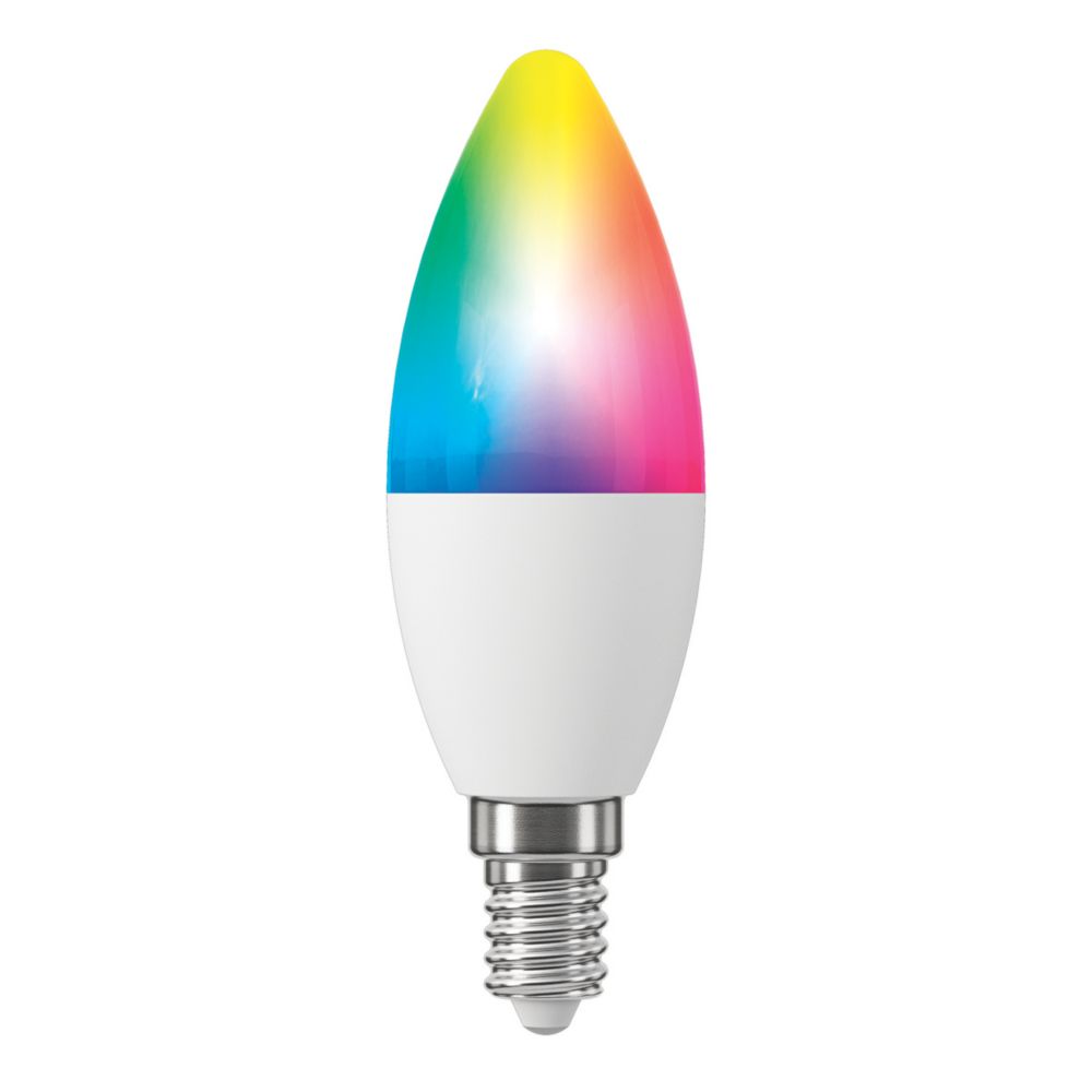 LAP Myko E14 Candle RGB & White LED Smart Light Bulb 4.2W 470lm - Screwfix