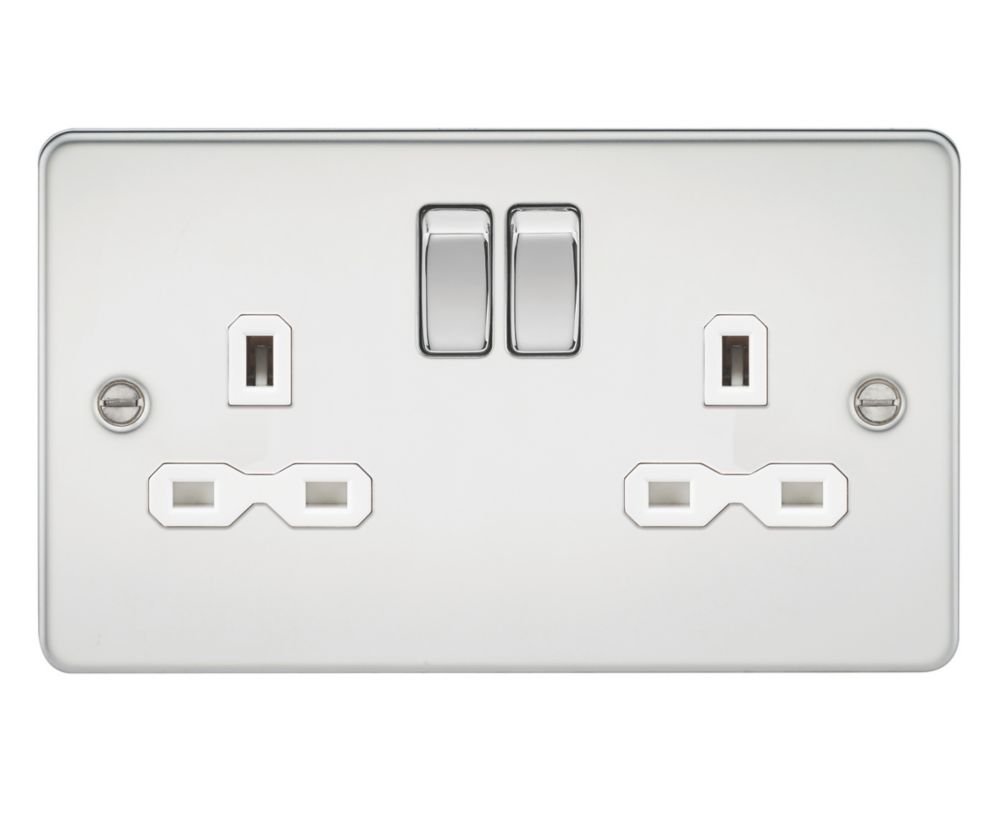 Knightsbridge 13A 2-Gang DP Switched Double Socket Polished Chrome with ...