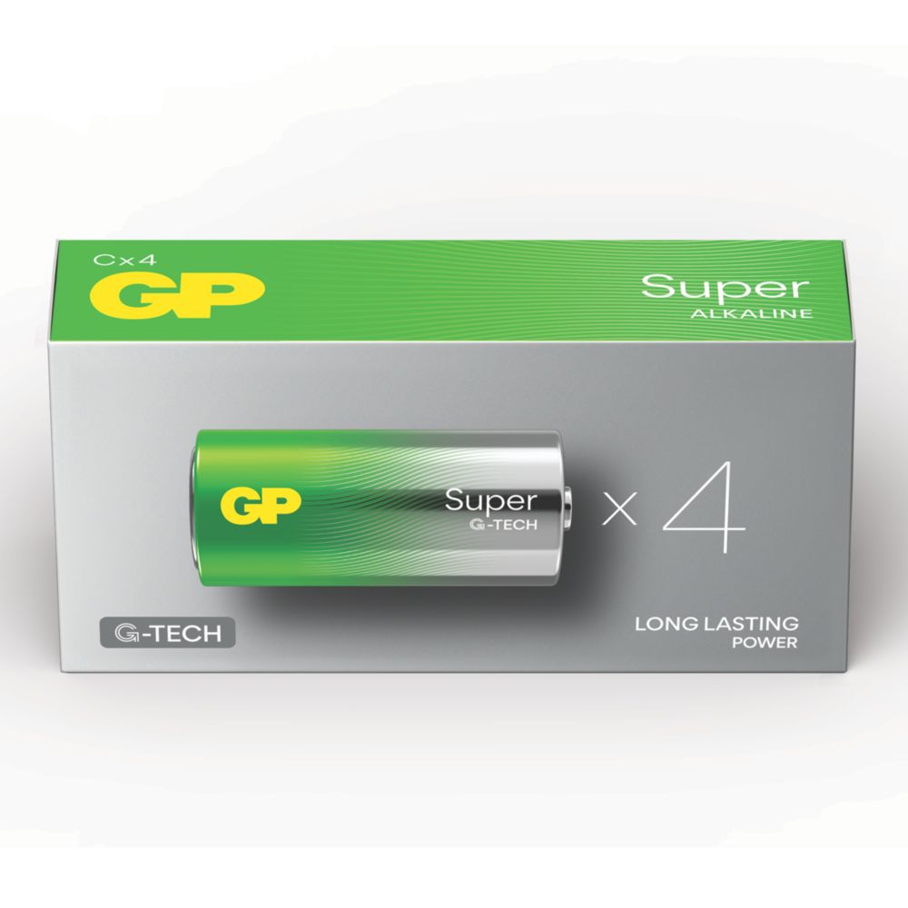 GP Batteries Super C 1.5V Alkaline Batteries 4 Pack - Screwfix