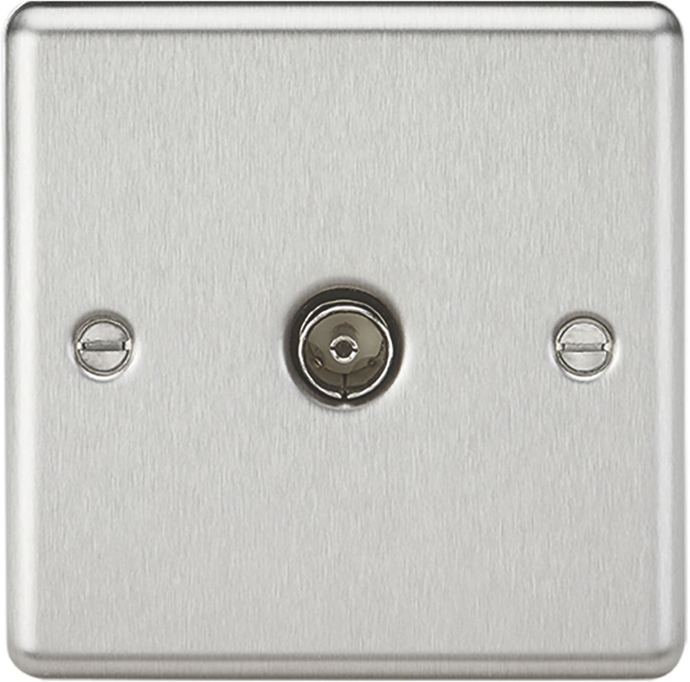 Knightsbridge 1-Gang Coaxial TV Socket Brushed Chrome - Screwfix