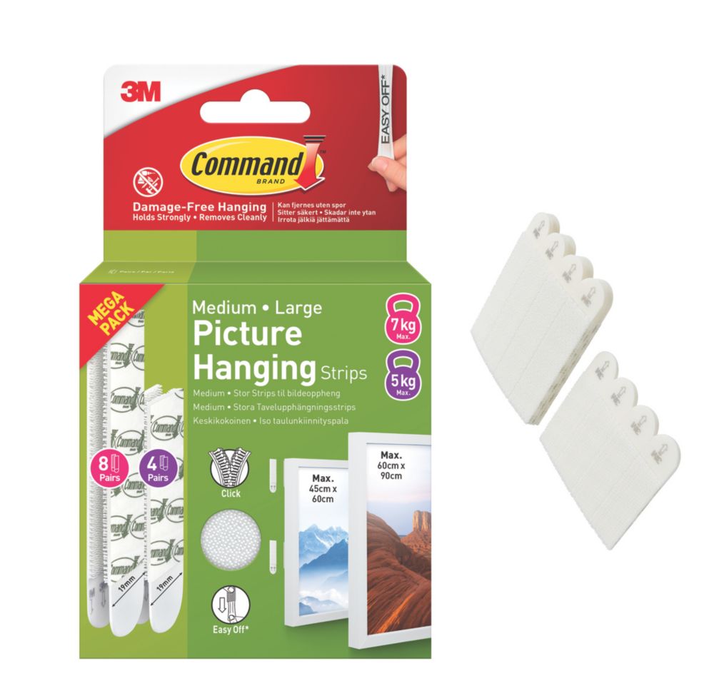 Command Self-Adhesive Picture Hanging Strips Medium/Large 24 Piece Set ...