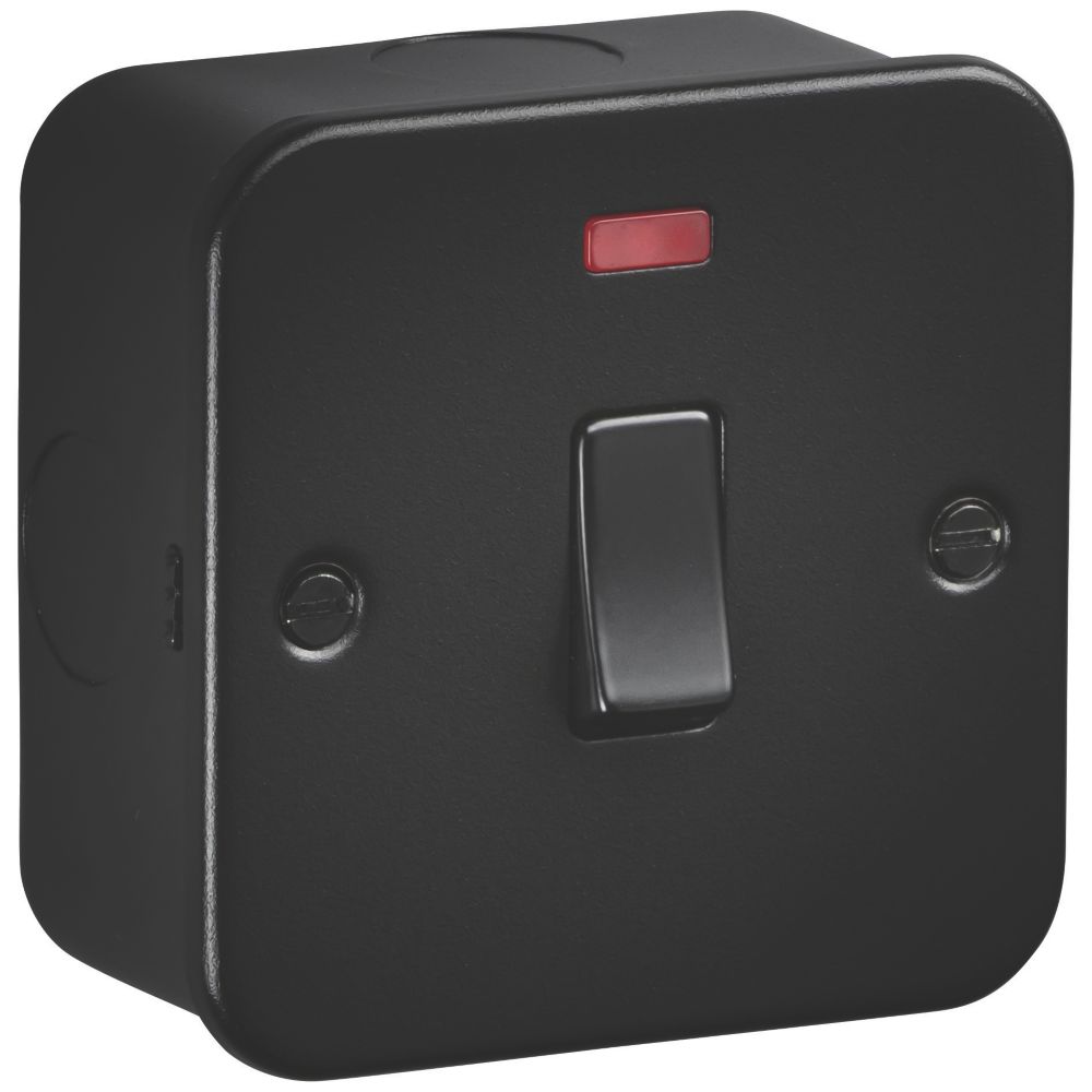 Knightsbridge 20A 1-Gang DP Metal Clad Control Switch with Neon - Screwfix