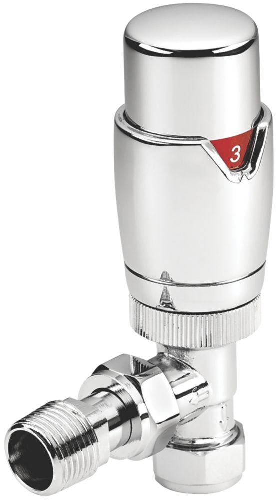 Cassellie Chrome Angled Thermostatic TRV & Lockshield 15mm x 1/2 ...