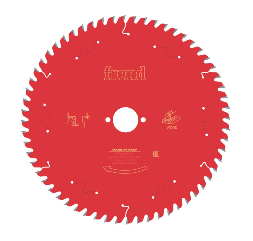 Freud Wood Table Saw Blade 250mm x 30mm 60T - Screwfix