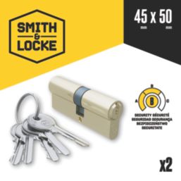 Smith & Locke 6-Pin Cylinder Lock 40-50 (90mm) Brass - Screwfix