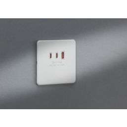 Knightsbridge 5A 63W 3-Outlet Type A & C USB Socket Matt White with ...