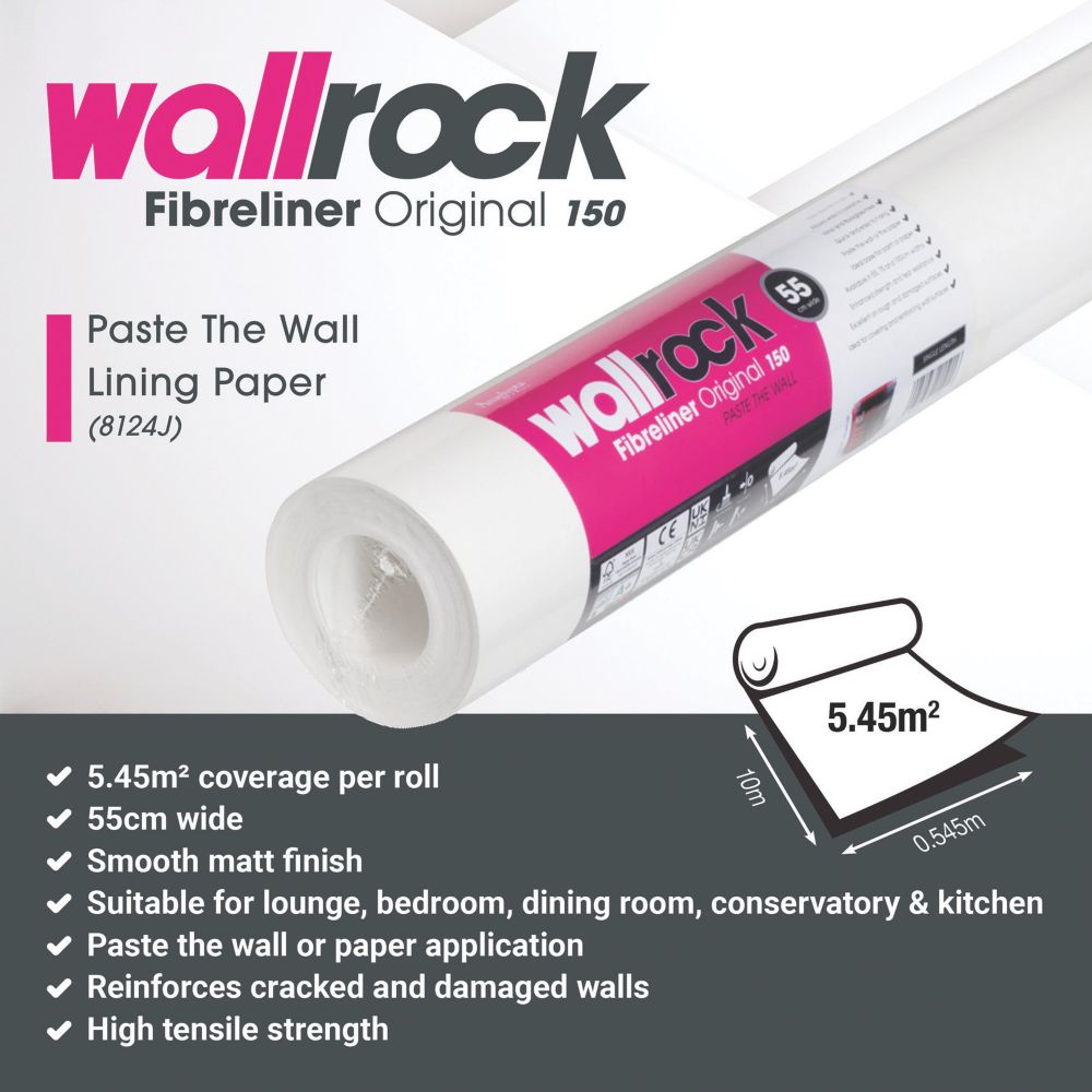 Erfurt White Wallrock Fibreliner Wallpaper 550mm x 10m Screwfix