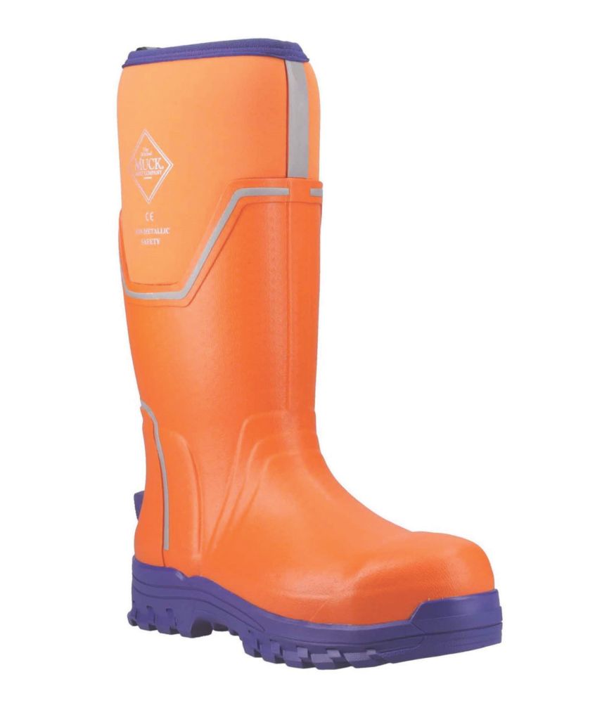 Muck Boots Grit S5 Size 7 Orange Safety Wellies - Screwfix