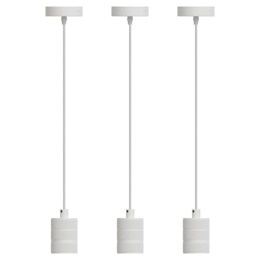 Calex Retro Pendant Ceiling Lights White 3 Pack - Screwfix