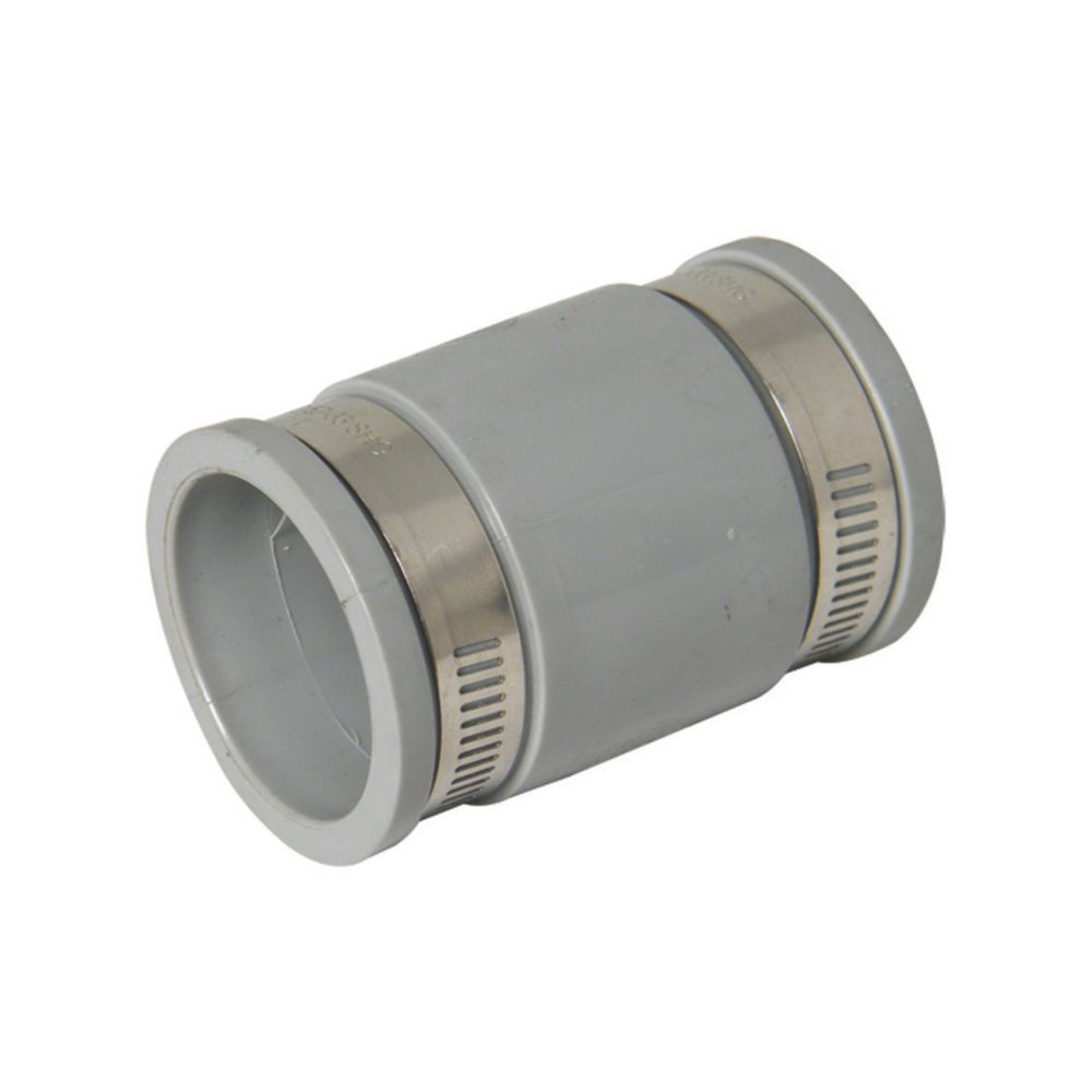 FloPlast WF08 Flexi Waste Straight Coupling Grey 38-45mm x - Screwfix