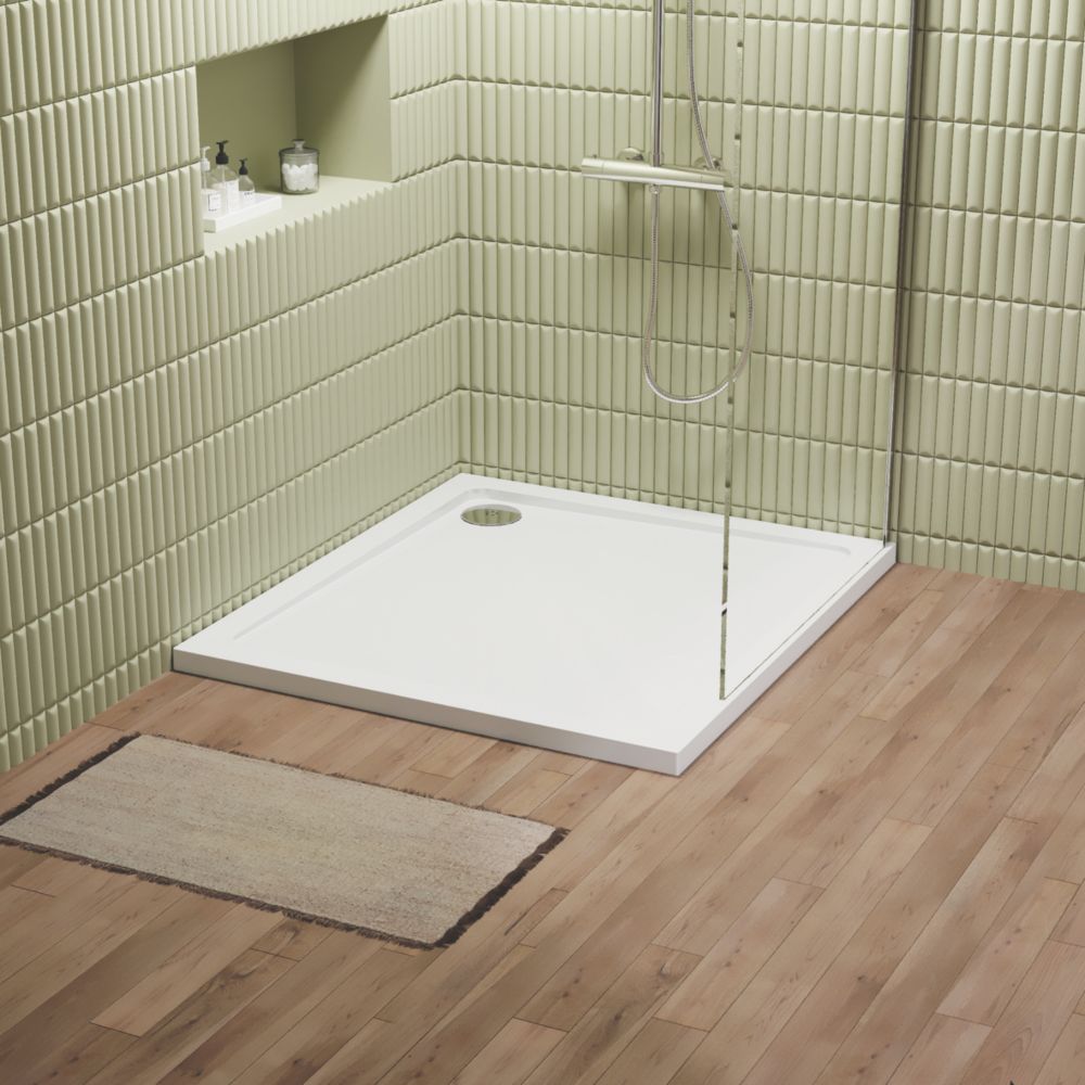 ETAL Pearlstone Matrix Rectangular Shower Tray White 1000mm x 900mm x ...