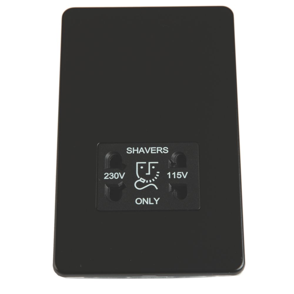 MARK 2-Gang Dual Voltage Shaver Socket 115/230V Matt Black with Colour ...