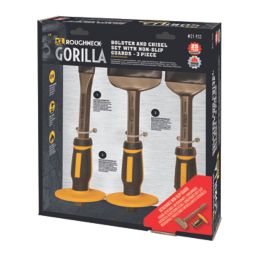 Roughneck Guarded Bolster & Chisel Set 3 Pack - Screwfix