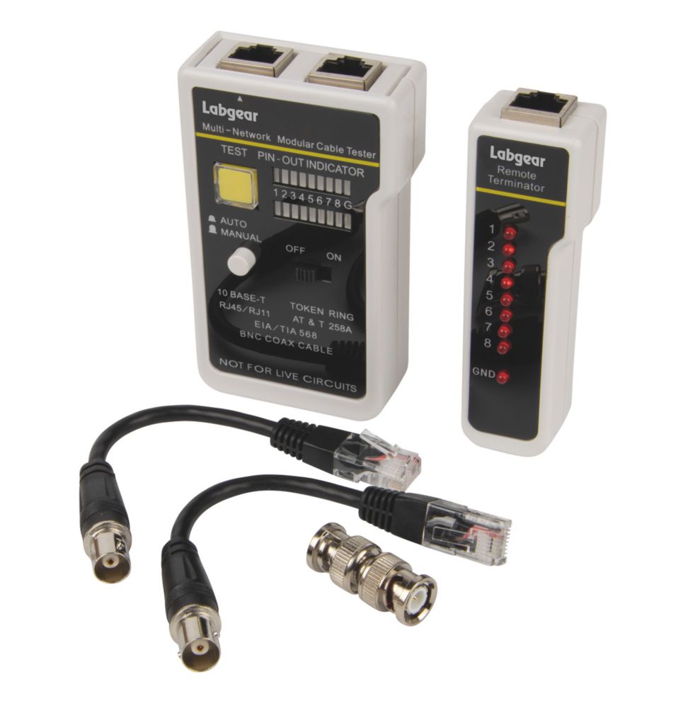 Labgear Network Cable Tester for RJ45/RJ11 - Screwfix