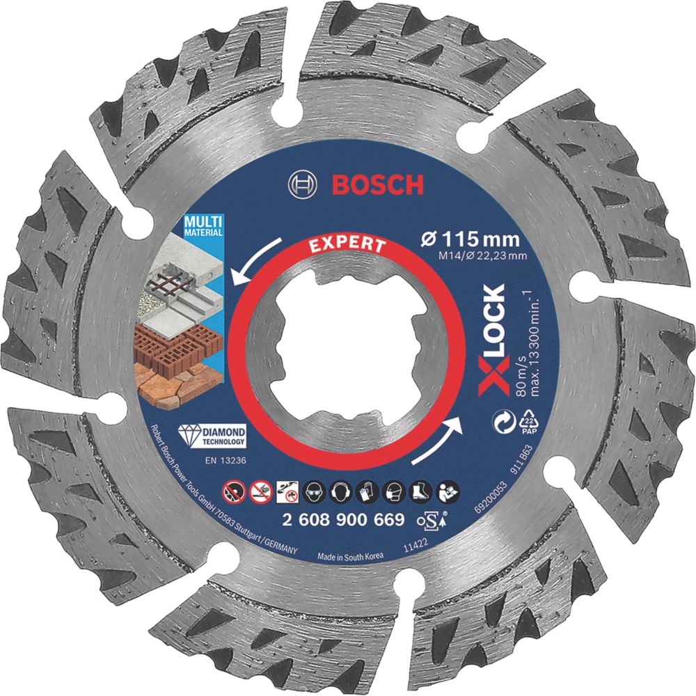 Bosch Expert X-Lock Masonry Diamond Cutting Disc 115mm - Screwfix