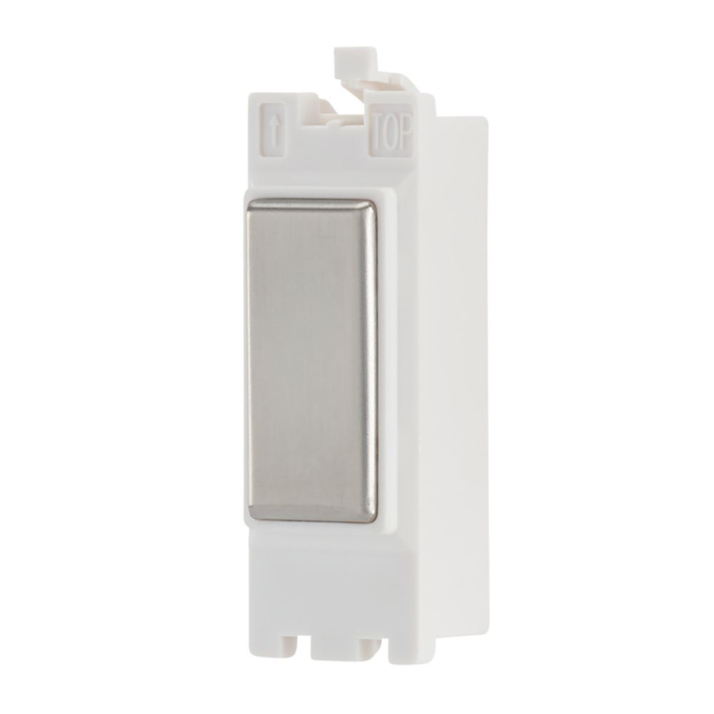 Contactum 1-Module Grid Blanking Plate Brushed Chrome - Screwfix