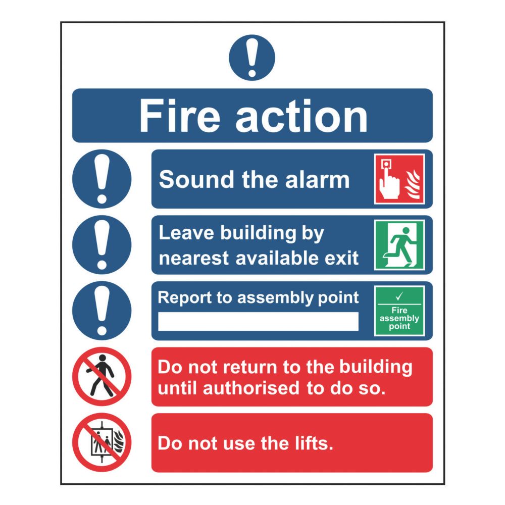 Essentials Non Photoluminescent "Fire Action Procedure" Sign 300mm x ...