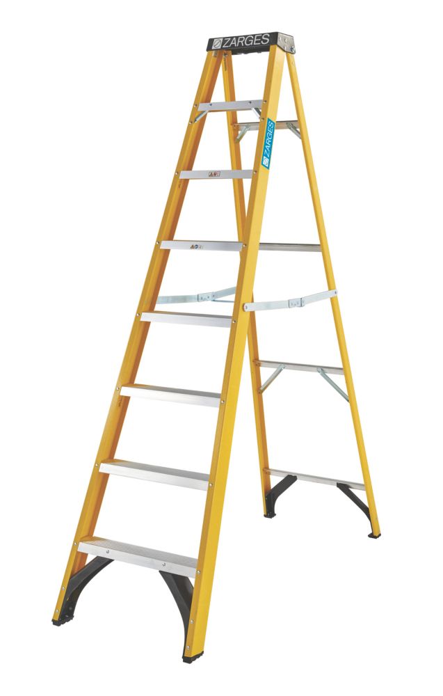 Zarges Fibreglass 2.15m 8 Step Swingback A Frame Step Ladder - Screwfix