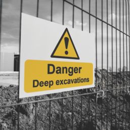 Essentials "Danger Deep Excavations" Sign 300mm x 400mm - Screwfix