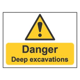 Essentials "Danger Deep Excavations" Sign 300mm x 400mm - Screwfix