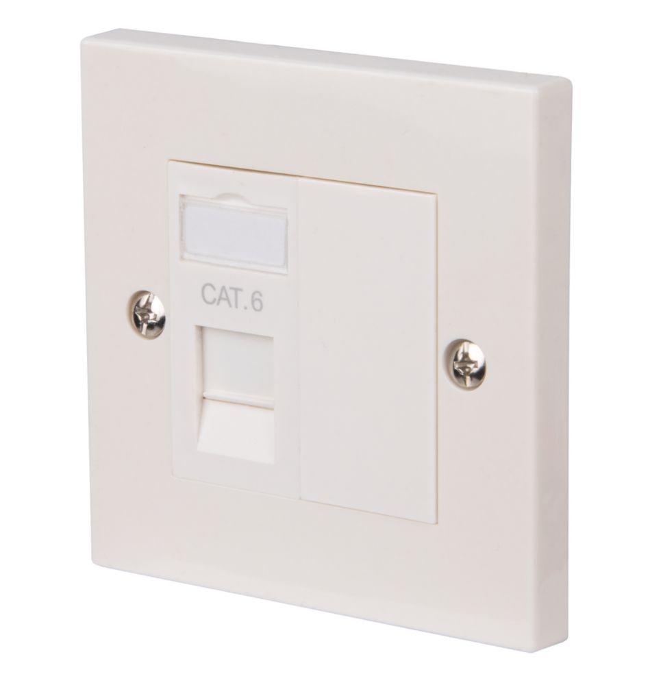 Labgear 1-Gang RJ45 Ethernet Socket White with Colour-Matched Inserts ...