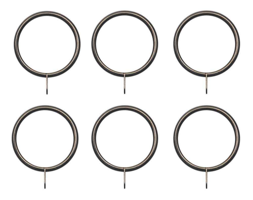 Renaissance Black Nickel Metal Curtain Rings 19mm 6 Pack - Screwfix