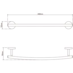 Ormara Towel Rail Silver 480mm x 90mm x 55mm - Screwfix