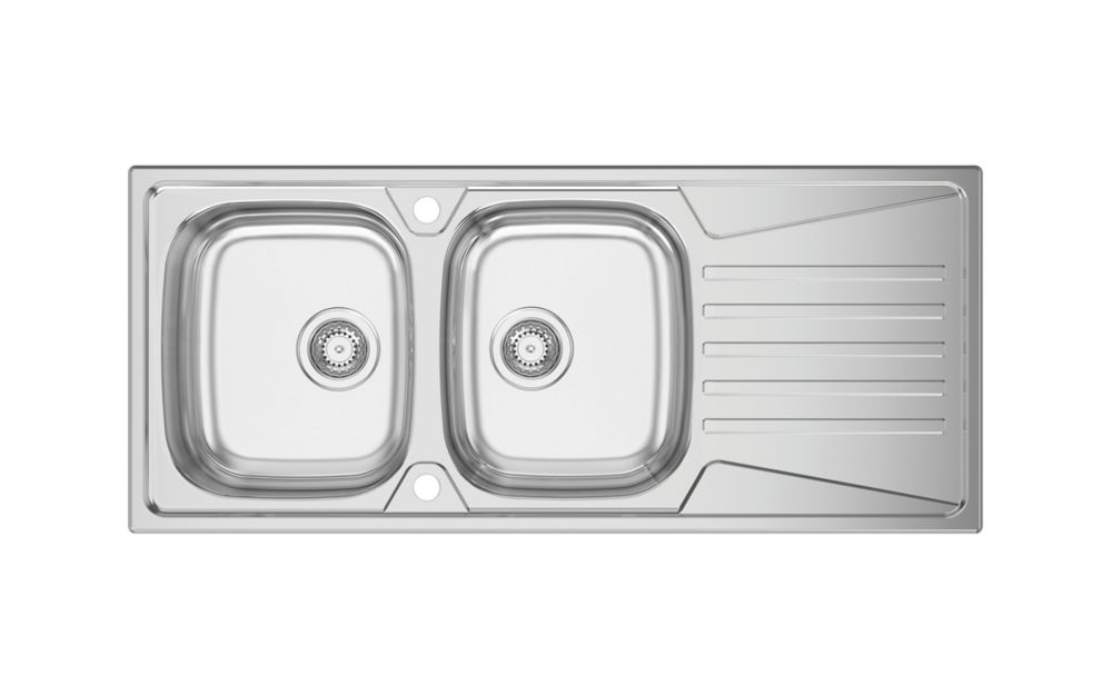 Clearwater Trion 2 Bowl Stainless Steel Kitchen Sink 1160mm x 500mm ...