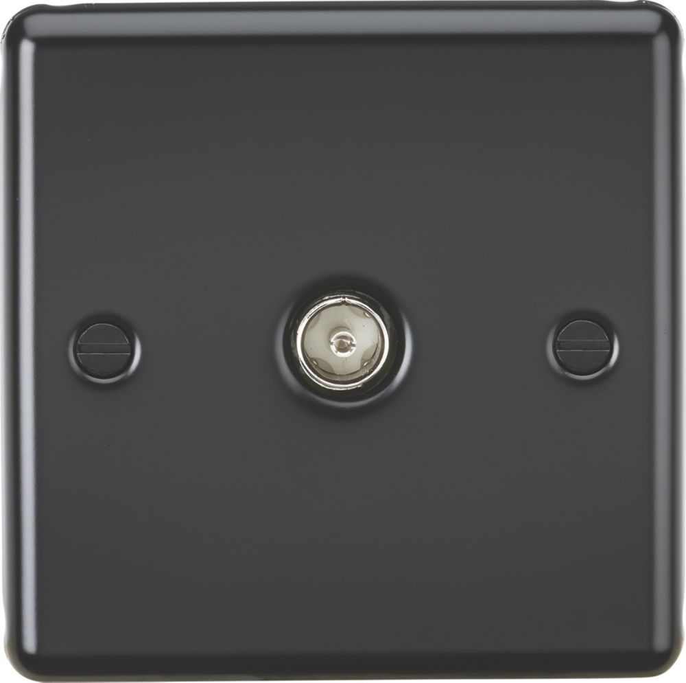 Knightsbridge 1-Gang Coaxial TV Socket Matt Black with Black Inserts ...