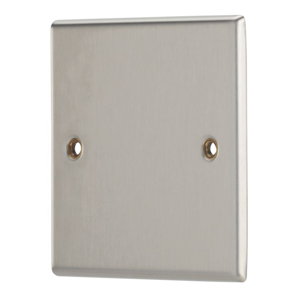 Contactum iConic 1-Gang Blanking Plate Brushed Steel - Screwfix