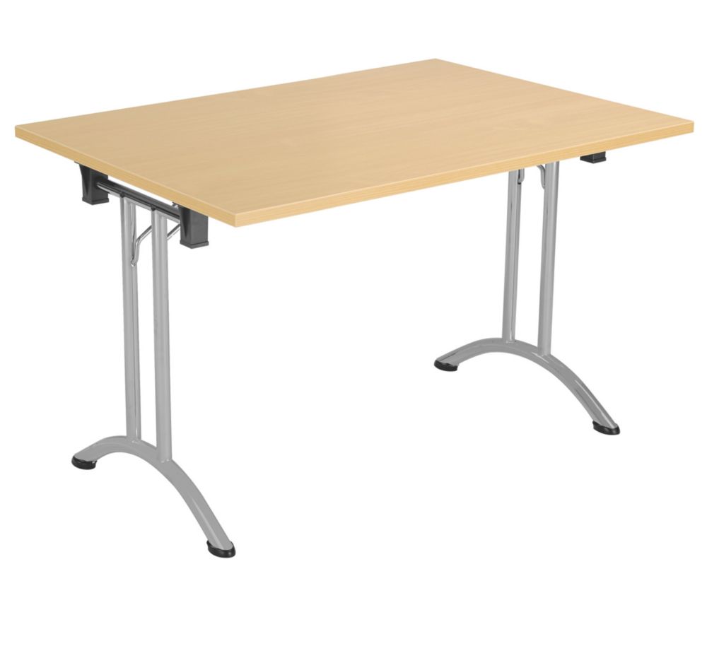 TC Group One Union Rectangular Folding Table Nova Oak/Silver 1200mm x ...