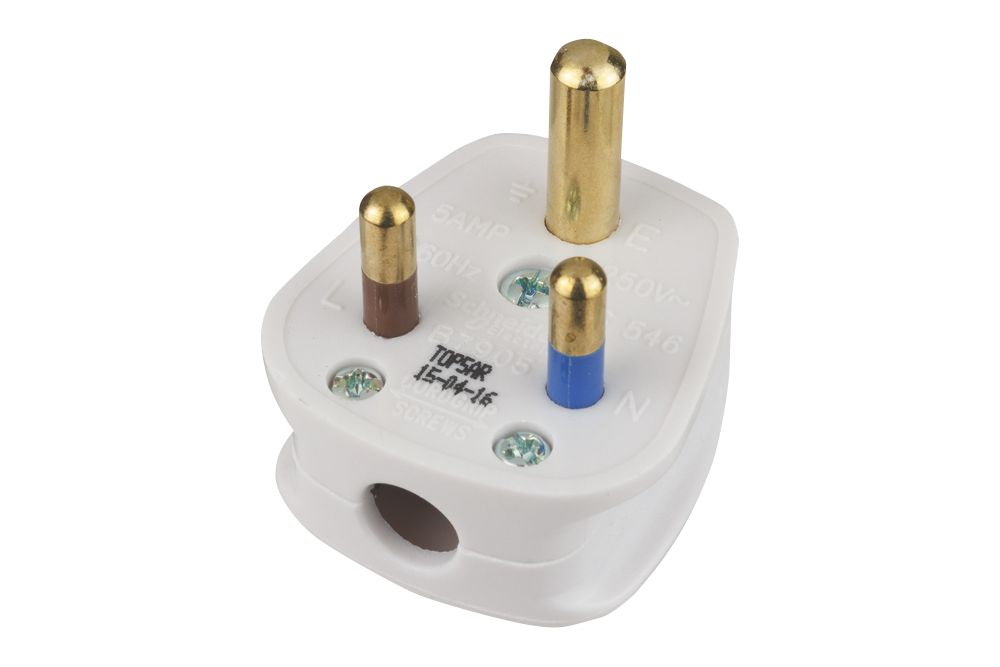 Schneider Electric Ultimate Slimline 5A Unfused Round Pin Plug White ...
