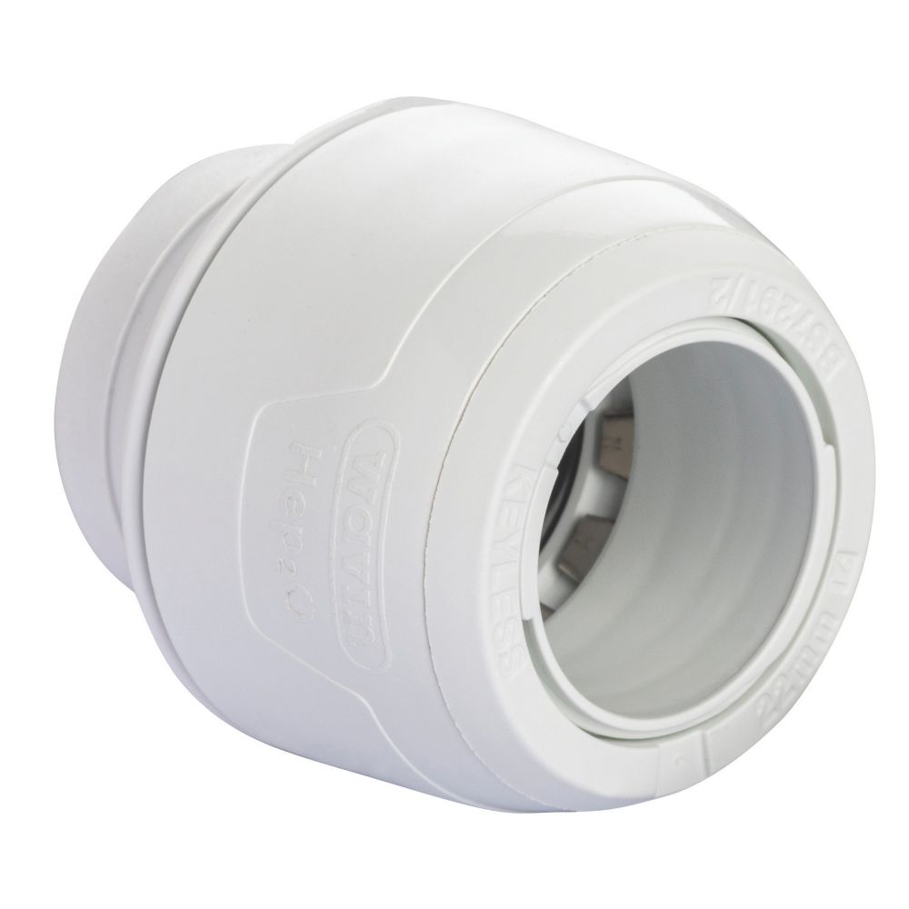 Hep2O Plastic Push-Fit Keyless Stop End 22mm - Screwfix