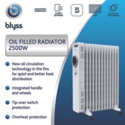 Blyss NY2513-24M 2500W Electric Portable Oil-Filled Radiator White ...