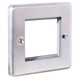 LAP 2-Module Modular Faceplate Brushed Stainless Steel - Screwfix