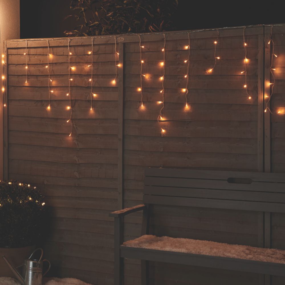 300 LED Indoor & Outdoor Warm White Icicle Christmas Lights - Screwfix