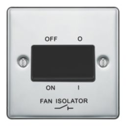 LAP 10AX 1-Gang 3-Pole Fan Isolator Switch Polished Chrome with Black ...
