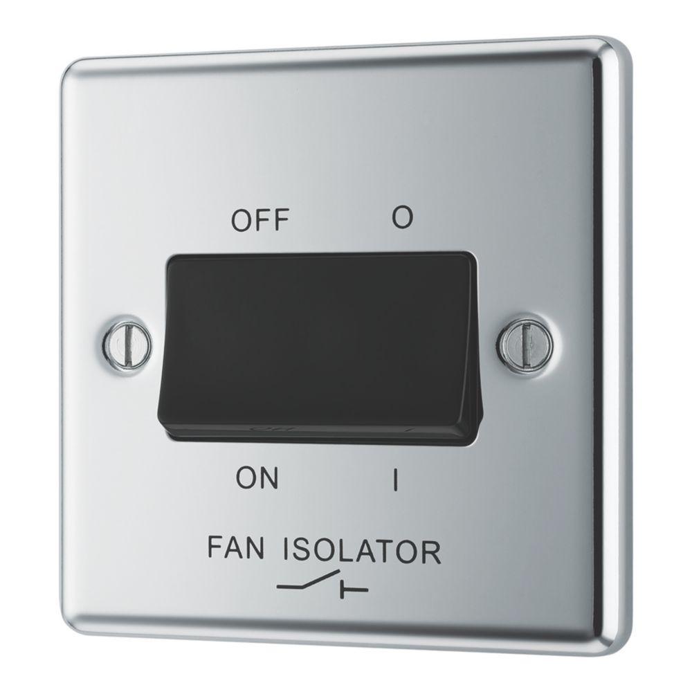 LAP 10AX 1-Gang 3-Pole Fan Isolator Switch Polished Chrome with Black ...