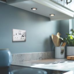 British General Nexus Metal 13A 2-Gang DP Switched Plug Sockets ...