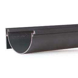Aluflow Aluminium Half Round Deep Gutter Length Grey 115mm x 3m - Screwfix