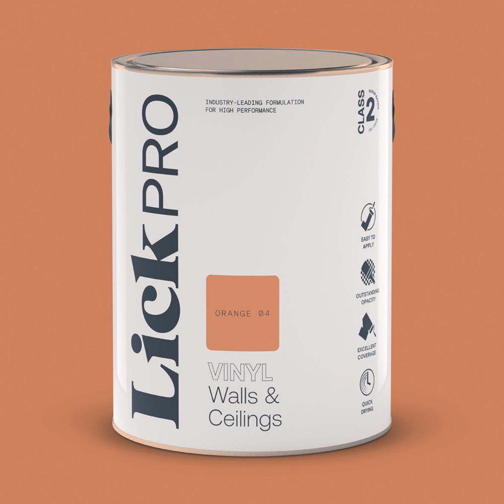 LickPro 5Ltr Orange 04 Vinyl Matt Emulsion Paint - Screwfix