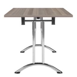 TC Group One Union Rectangular Folding Table Grey Oak/Chrome 1400mm x ...