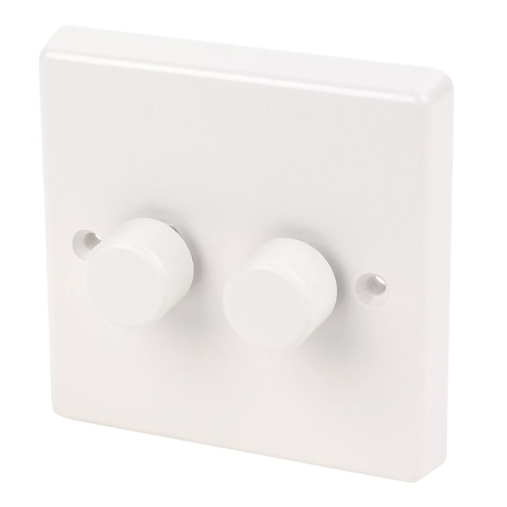Varilight V-Pro 2-Gang Master Multi-Way LED Smart Dimmer Switch White - Screwfix