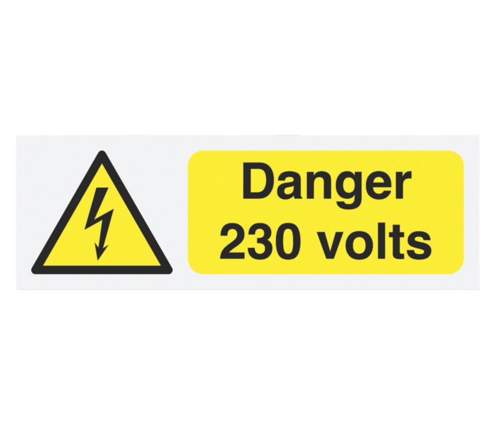 Essentials 'Danger 230V' Electrical Warning Labels 75mm x 25mm 25 Pack ...