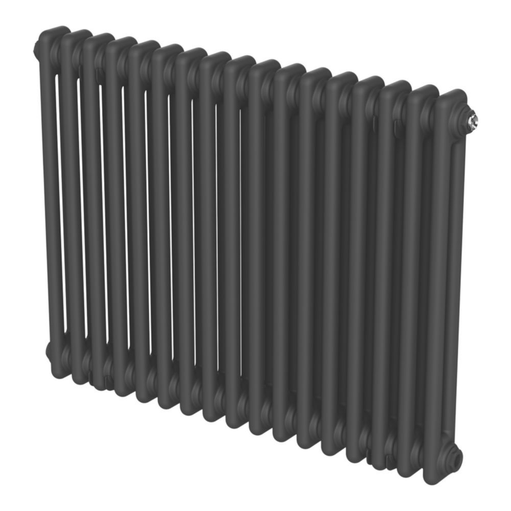 Flomasta 600mm x 785mm 2732BTU Black Horizontal 2 Column Radiator ...