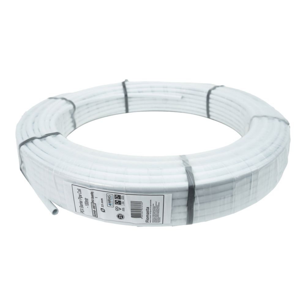 Flomasta Push-Fit PE-X Barrier Pipe 15mm x 100m White - Screwfix